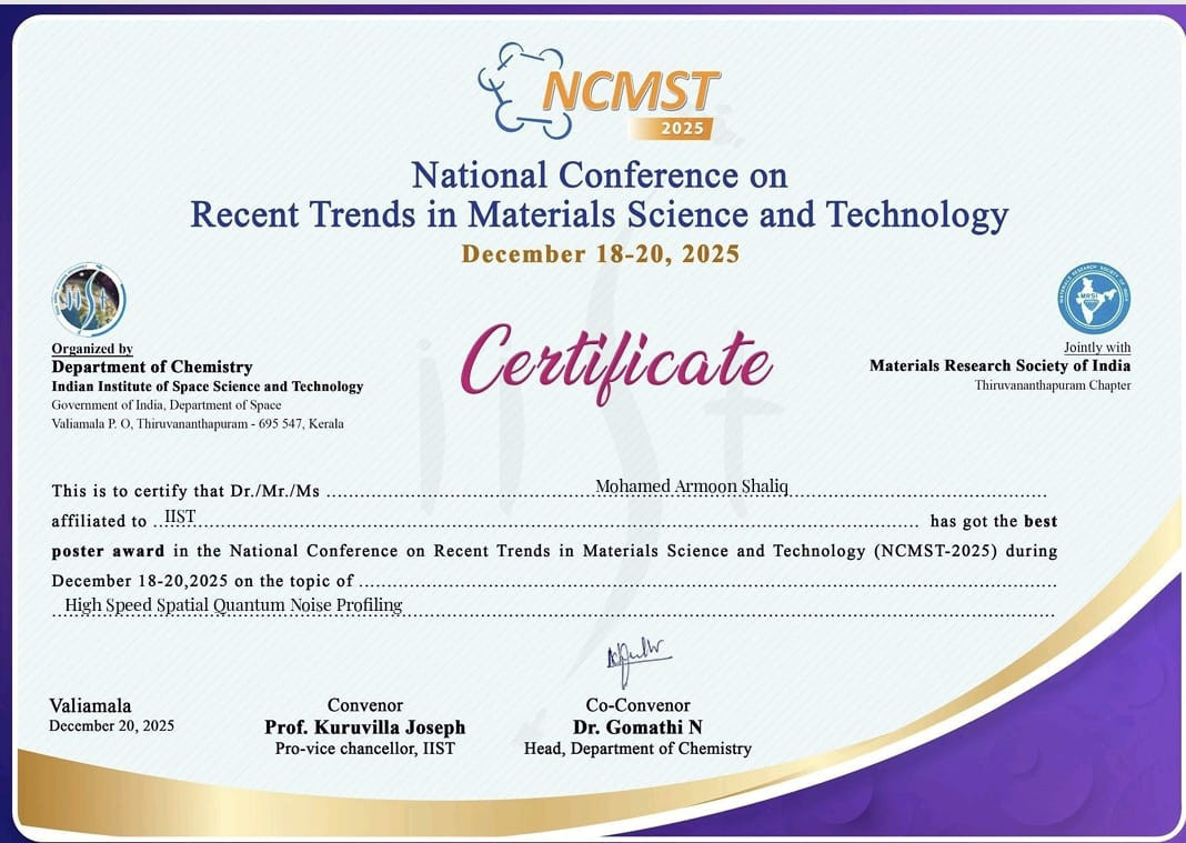 Best Poster Award for High-Speed Quantum Noise Profiling at the NCMST ...